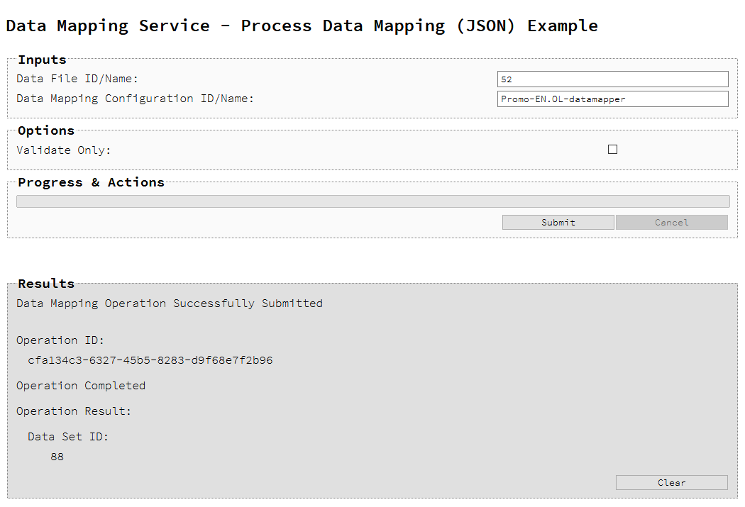 Running a Data Mapping Operation (Using JSON)