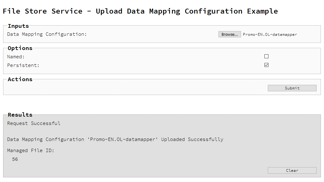 Uploading a Data Mapping Configuration to the File Store