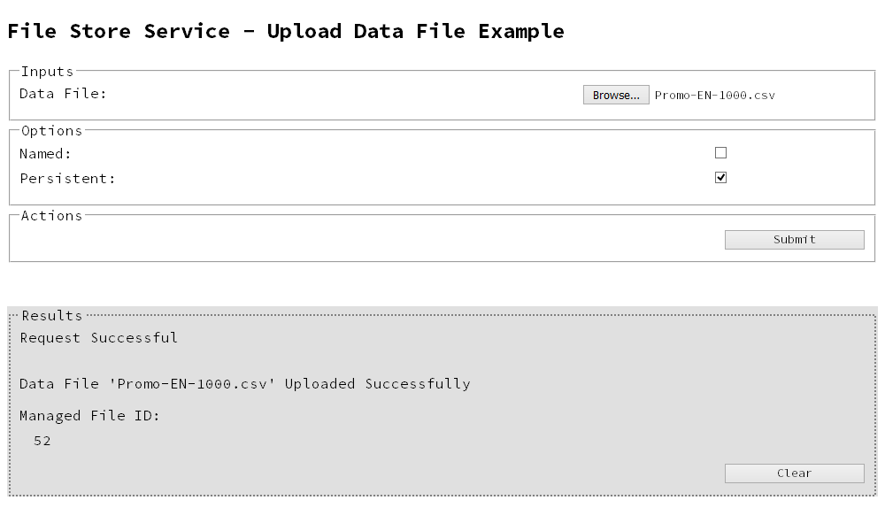Uploading a Data File to the File Store